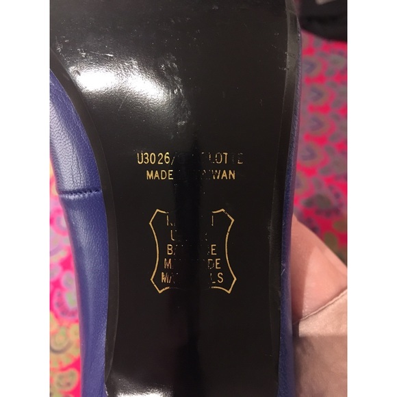 Vintage | Shoes | Vintage Blue Vegan Leather Heels | Poshmark